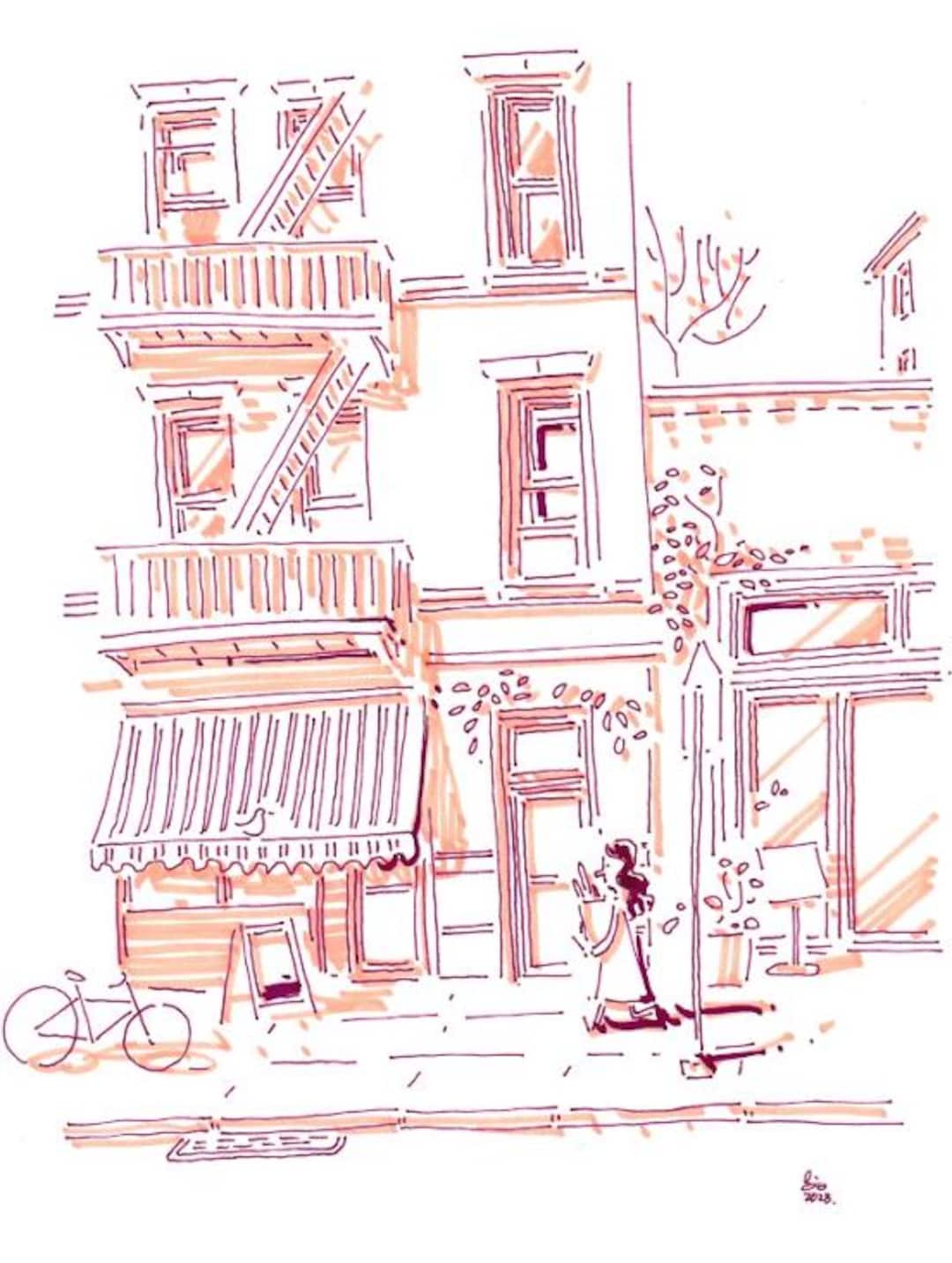 Baguette Run, Cartoon Style, New York City NYC | Fine Art Print - Etsy