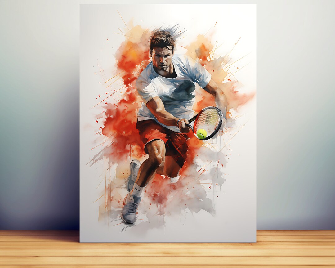 Tennis Watercolor Digital Art Instant Download Perfect for - Etsy