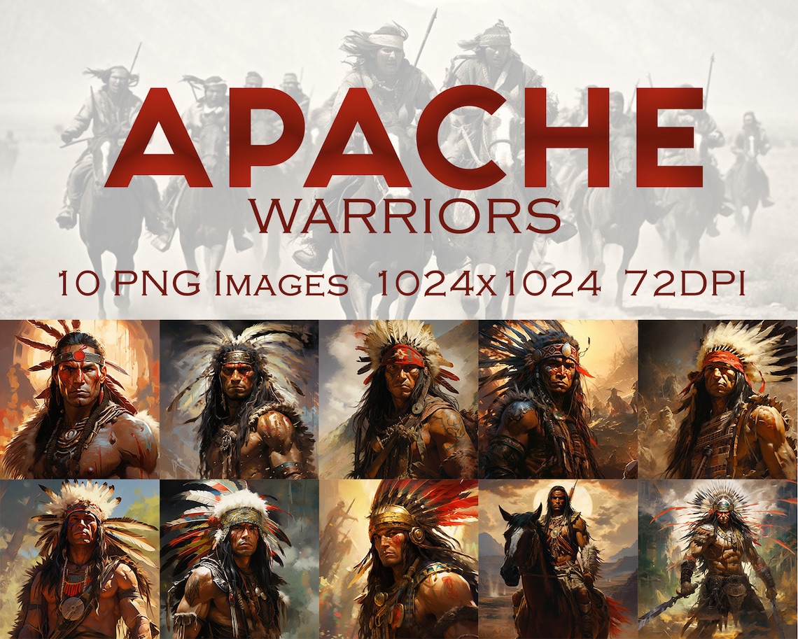 Apache Warriors Art Set: Captivating Art Depictions of Fierce Native American Fighters Instant ...
