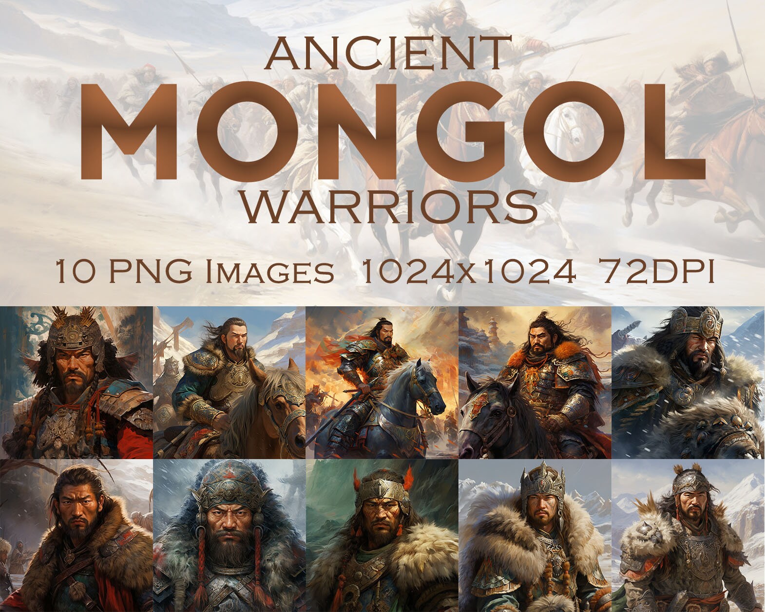 Majestic Mongol Warrior Image Pack: 10 Artistic Visions for Avatars ...