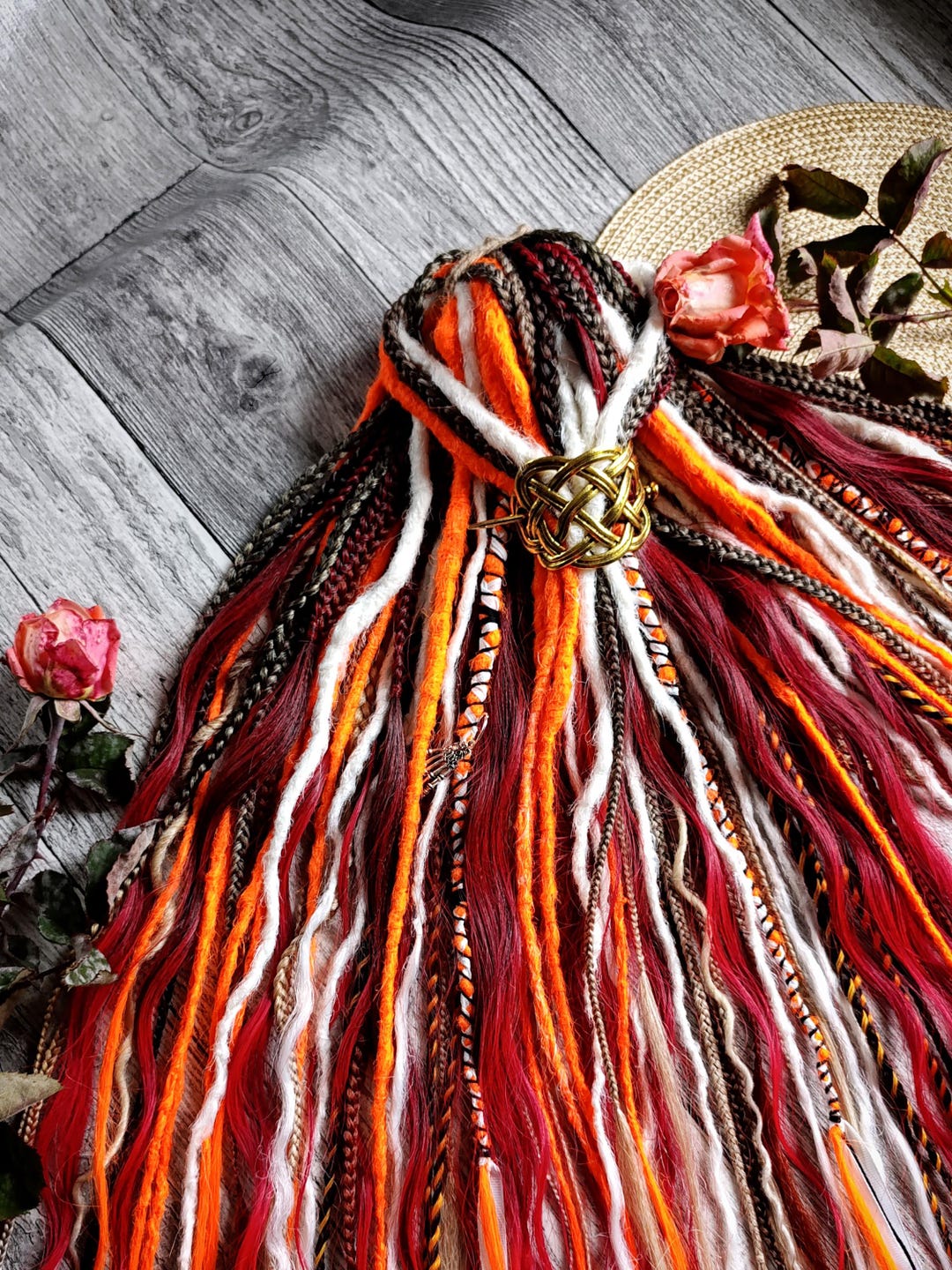 Orange White Red Dreadlock Extensions Synthetic Hair Braids Boho ...