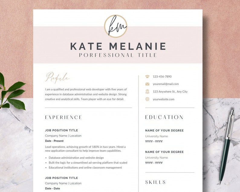 Modern Resume Template for Word Canva Cover Letter & - Etsy Australia