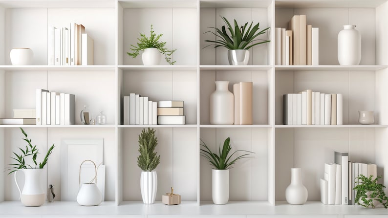 2 White Modern Shelving Office Zoom Background Home Office Zoom ...