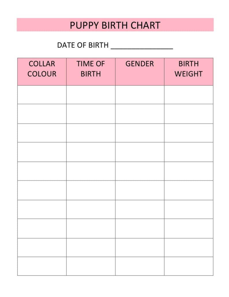 Puppy Birth Chart - Etsy