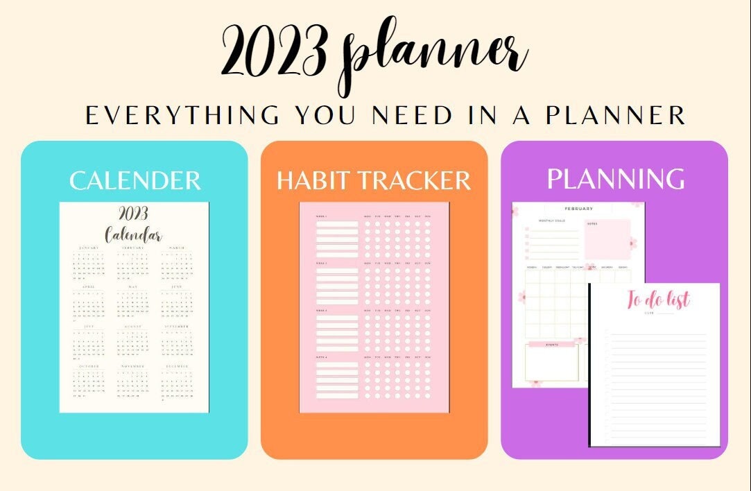 Cute Monthly Printable Planner 2023 - Etsy