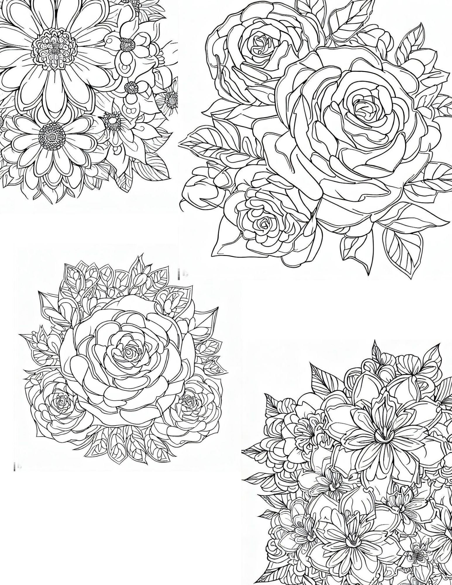 Mandala Flowers Coloring Page For Adults Instant Download Pdf Etsy