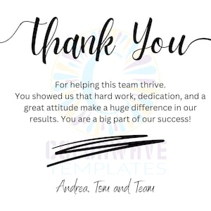 Modern Thank You Card for Team (digital Download) - Etsy