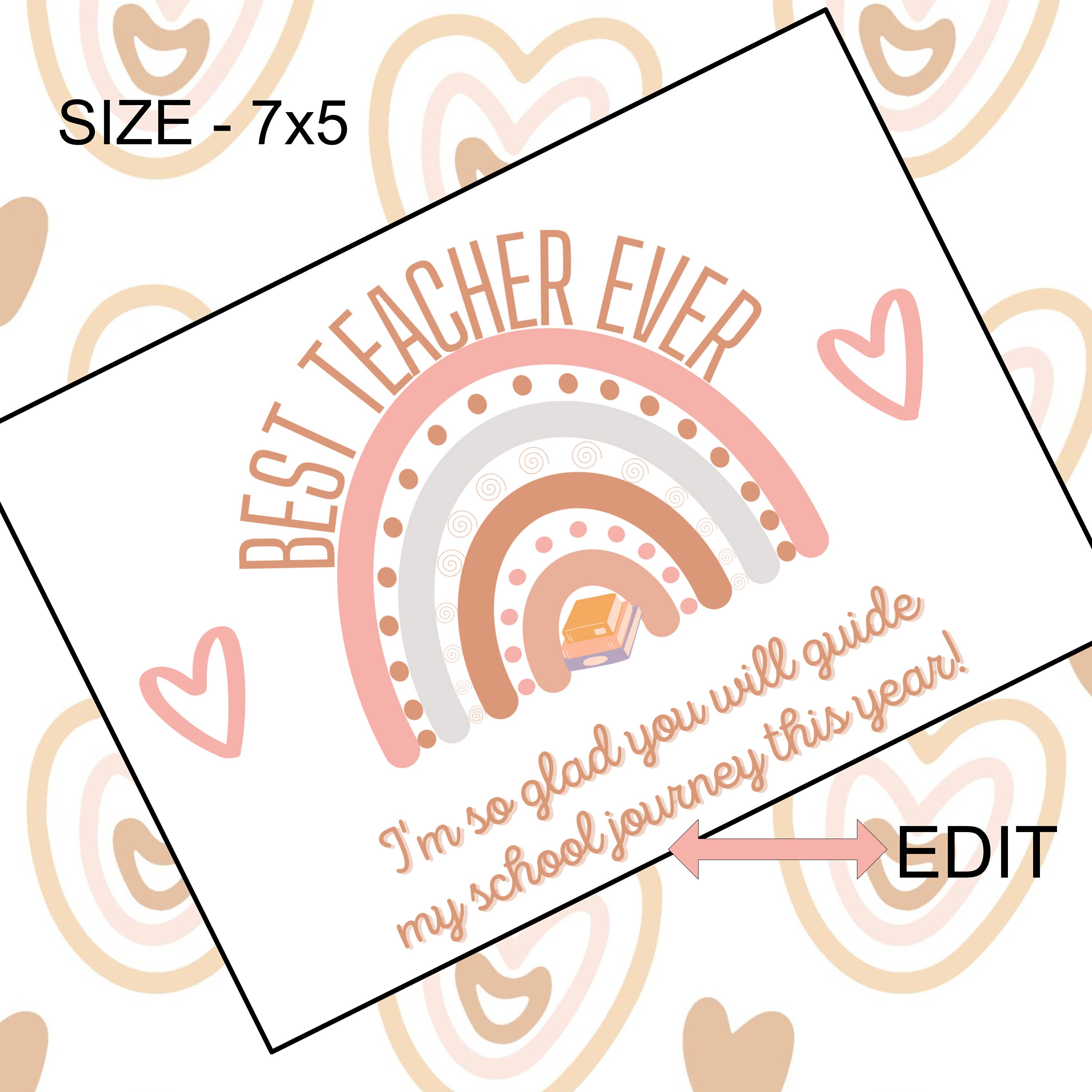 Best Teacher Ever Card Template, Editable and Printable Card Template ...