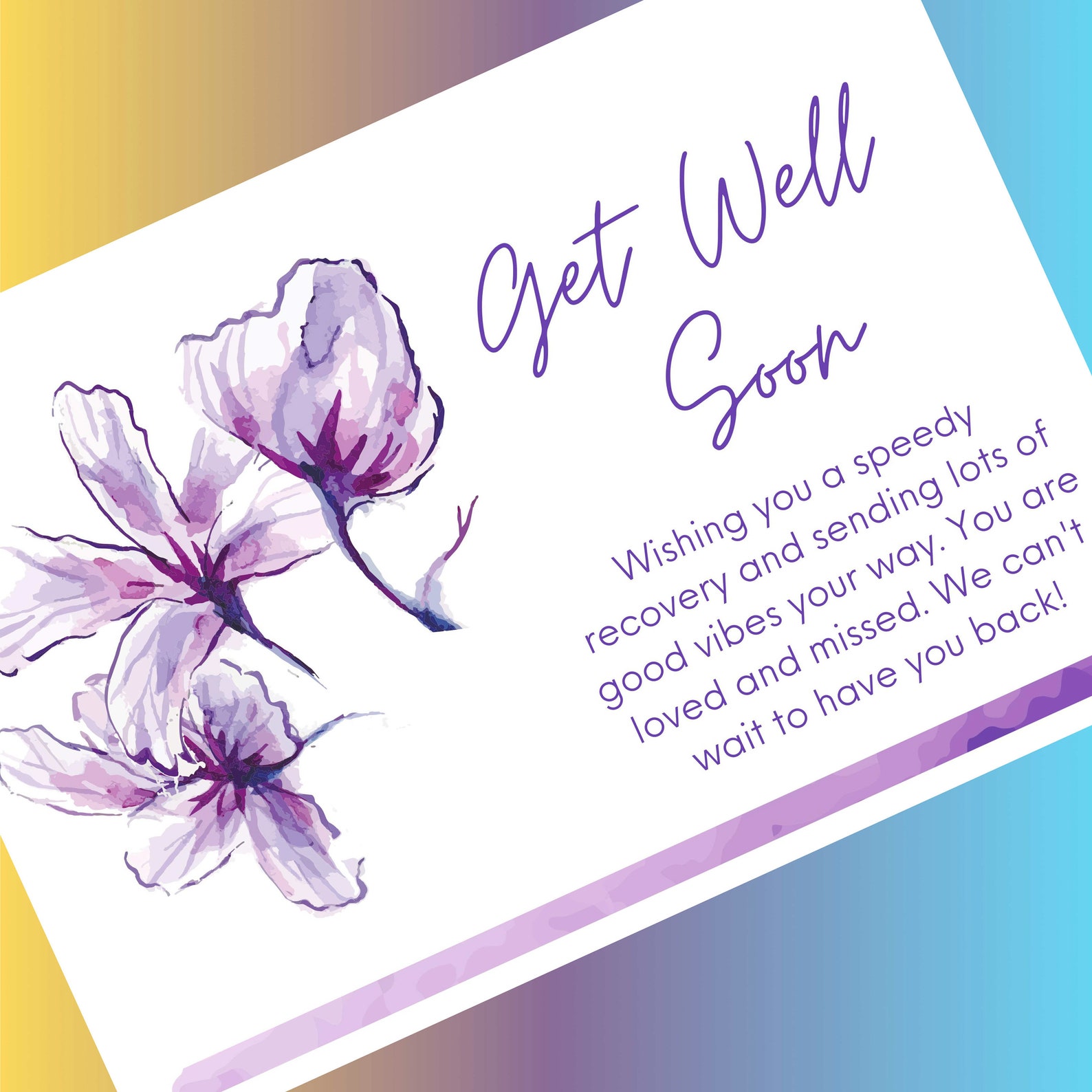 Get Well Soon Printable Card, Encouragement Card, Beautiful Card With ...