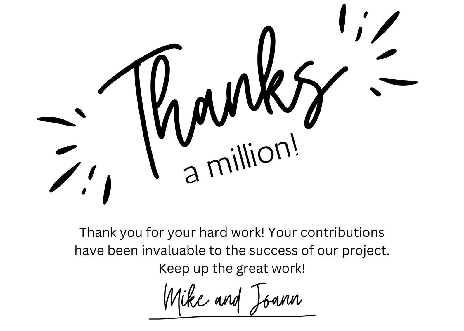 Thank You Card for Team Members, Thanks for Hard Work Editable and Printable Card, Thank You ...