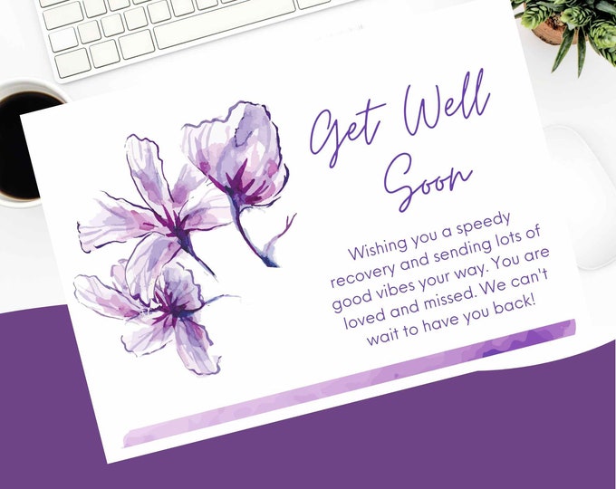 Floral Get Well Soon Poem Card: Heartfelt Wishes (digital Download ...