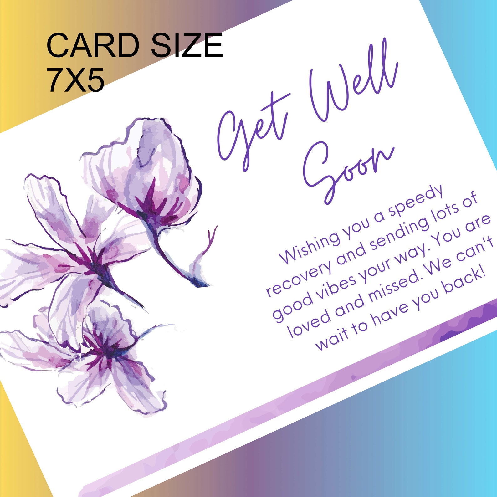 Get Well Soon Printable Card, Encouragement Card, Beautiful Card With ...