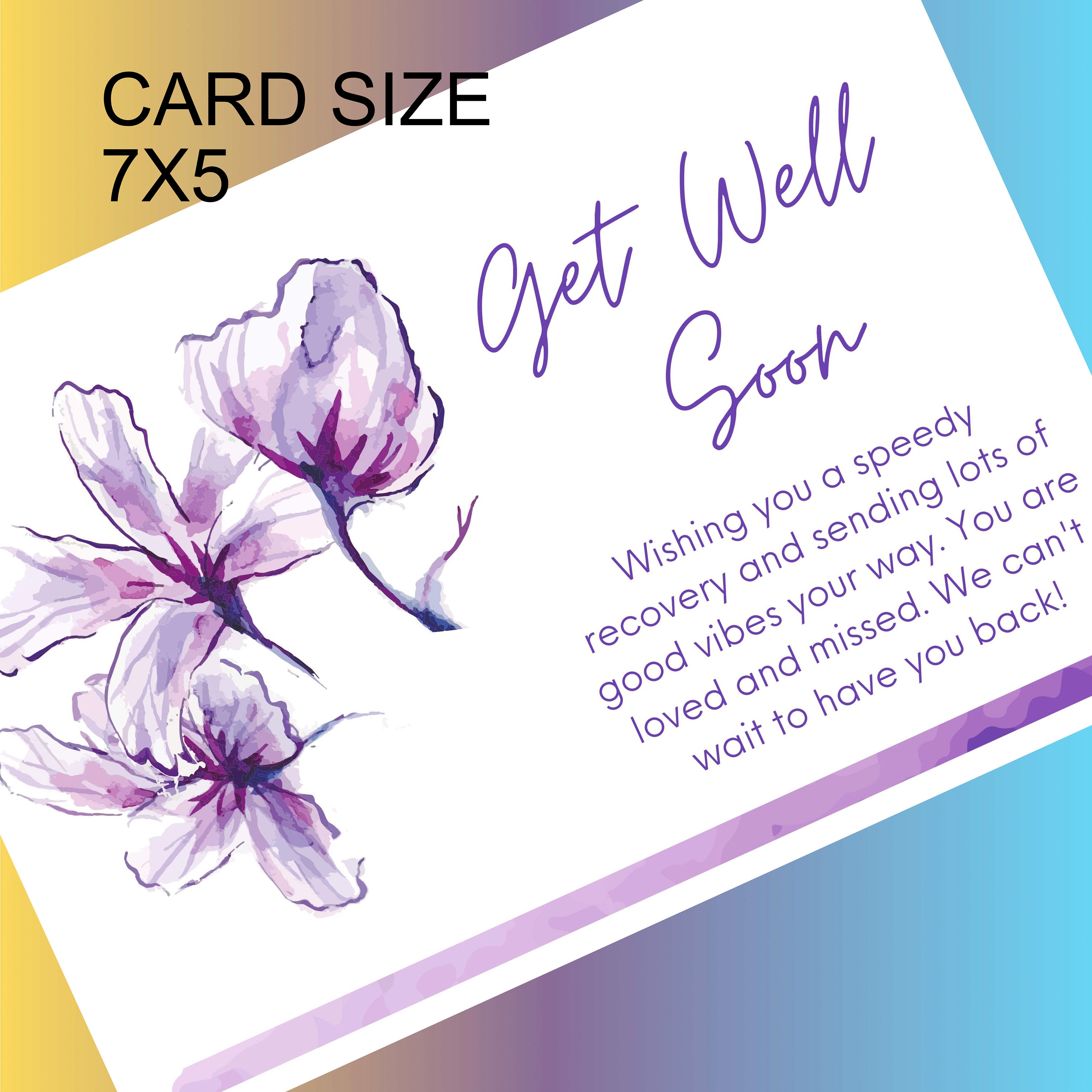 Get Well Soon Printable Card, Encouragement Card, Beautiful Card With ...