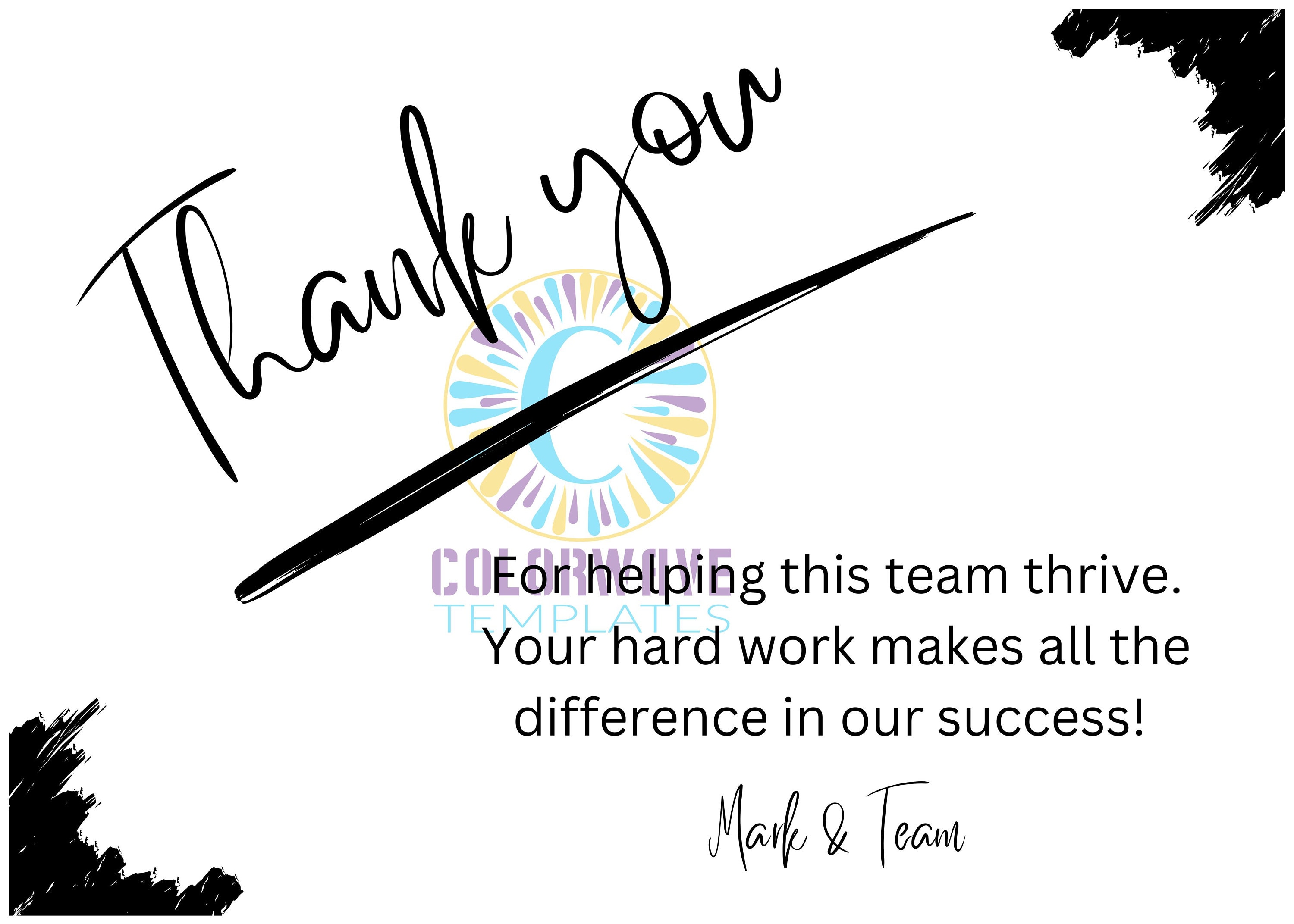 Editable Team Thank You Card Template (digital Download) - Etsy