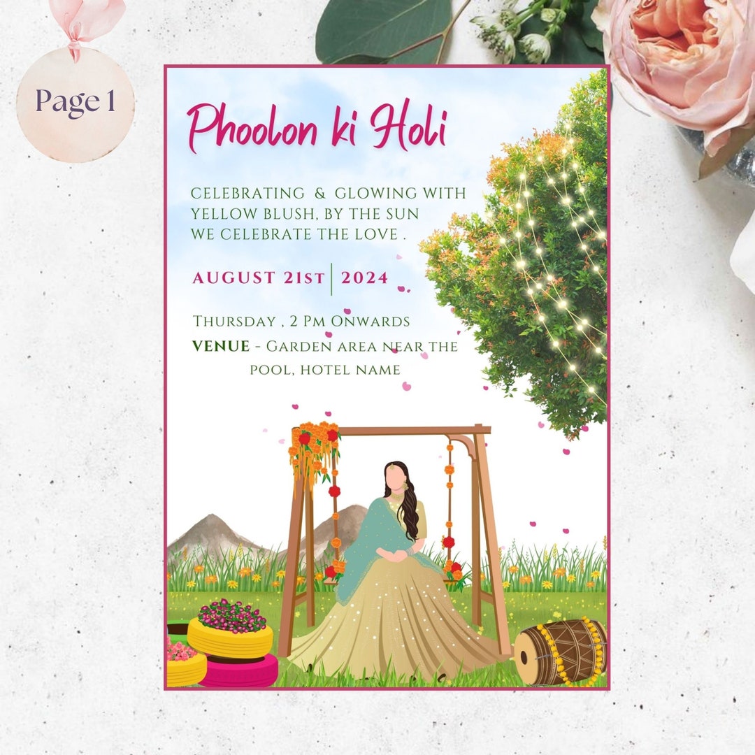 Phoolon Ki Holi ( Haldi Invite) - Etsy