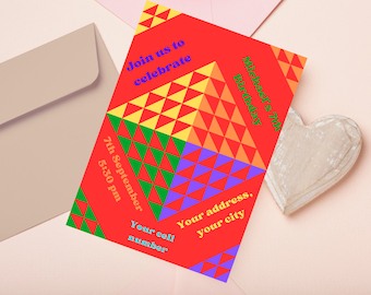 Shapes Party Birthday Digital Invite Template - Etsy