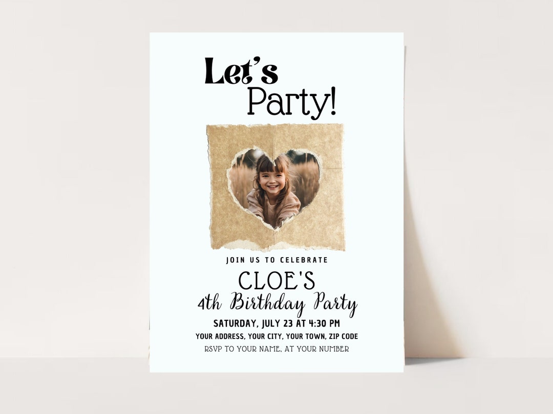Birthday Invitation Template, Modern Party Birthday Invite, Text ...