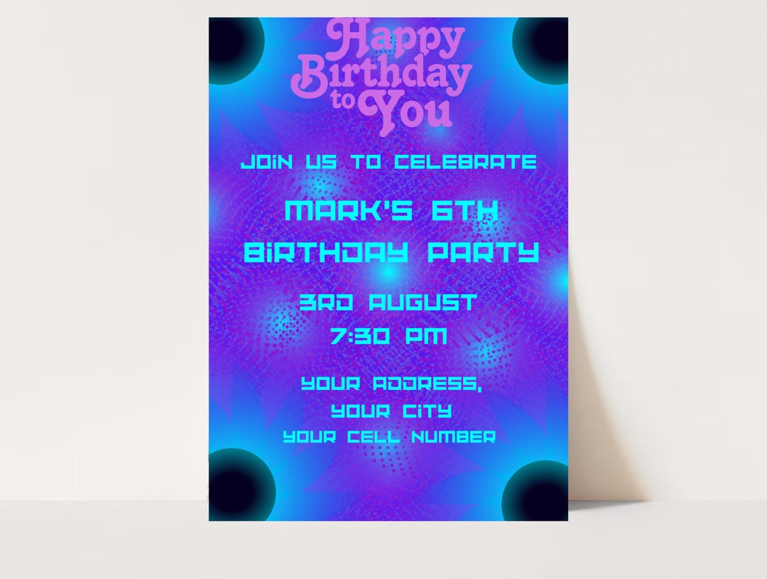 Birthday Party Invite, Digital Download, Birthday Invitation Template ...