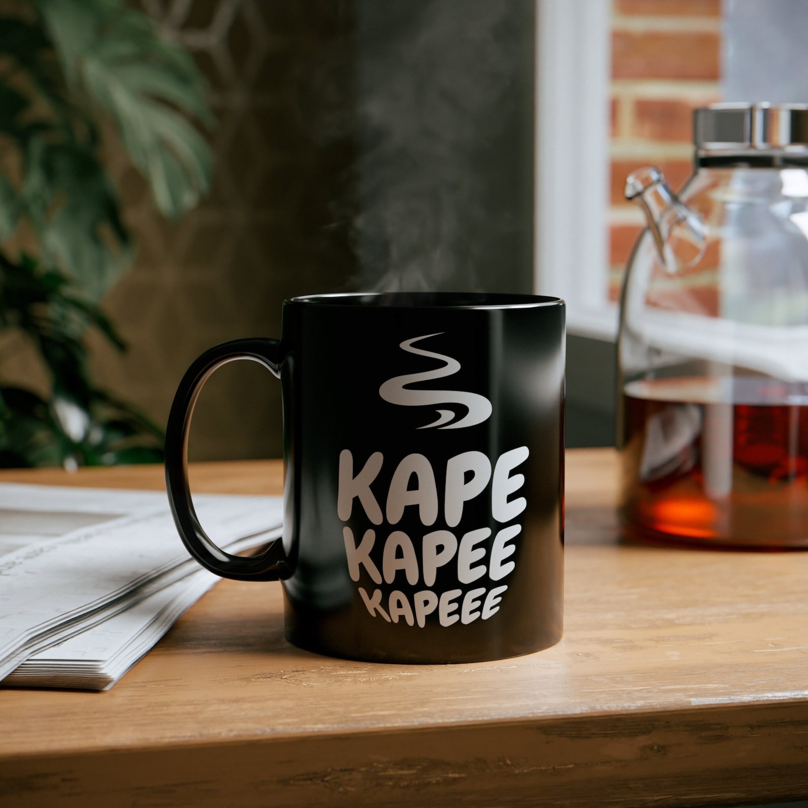 KAPE FILIPINO 11oz Black Mug, Filipino Mug, Filipino Language Mug ...