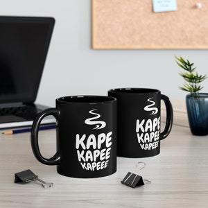 KAPE FILIPINO 11oz Black Mug, Filipino Mug, Filipino Language Mug ...