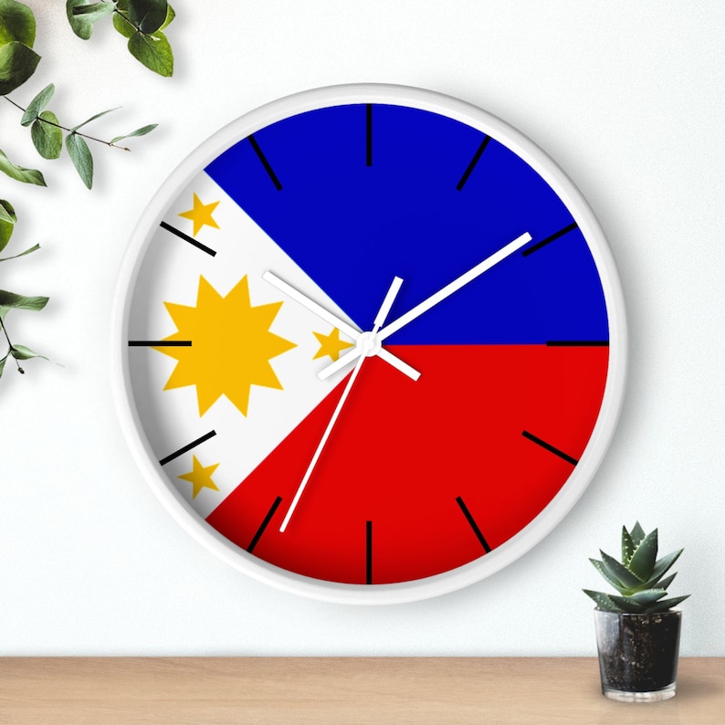 PHILIPPINE FLAG Design Wall Clock, Filipino Wall Clock, Filipino Flag ...