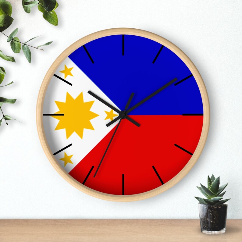 PHILIPPINE FLAG Design Wall Clock, Filipino Wall Clock, Filipino Flag ...