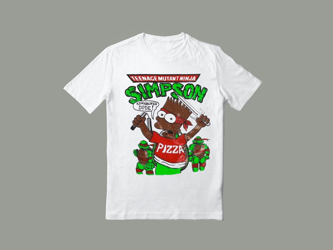 Bart Simpson Teenage Mutant Ninja Turtles White T-shirt - Etsy