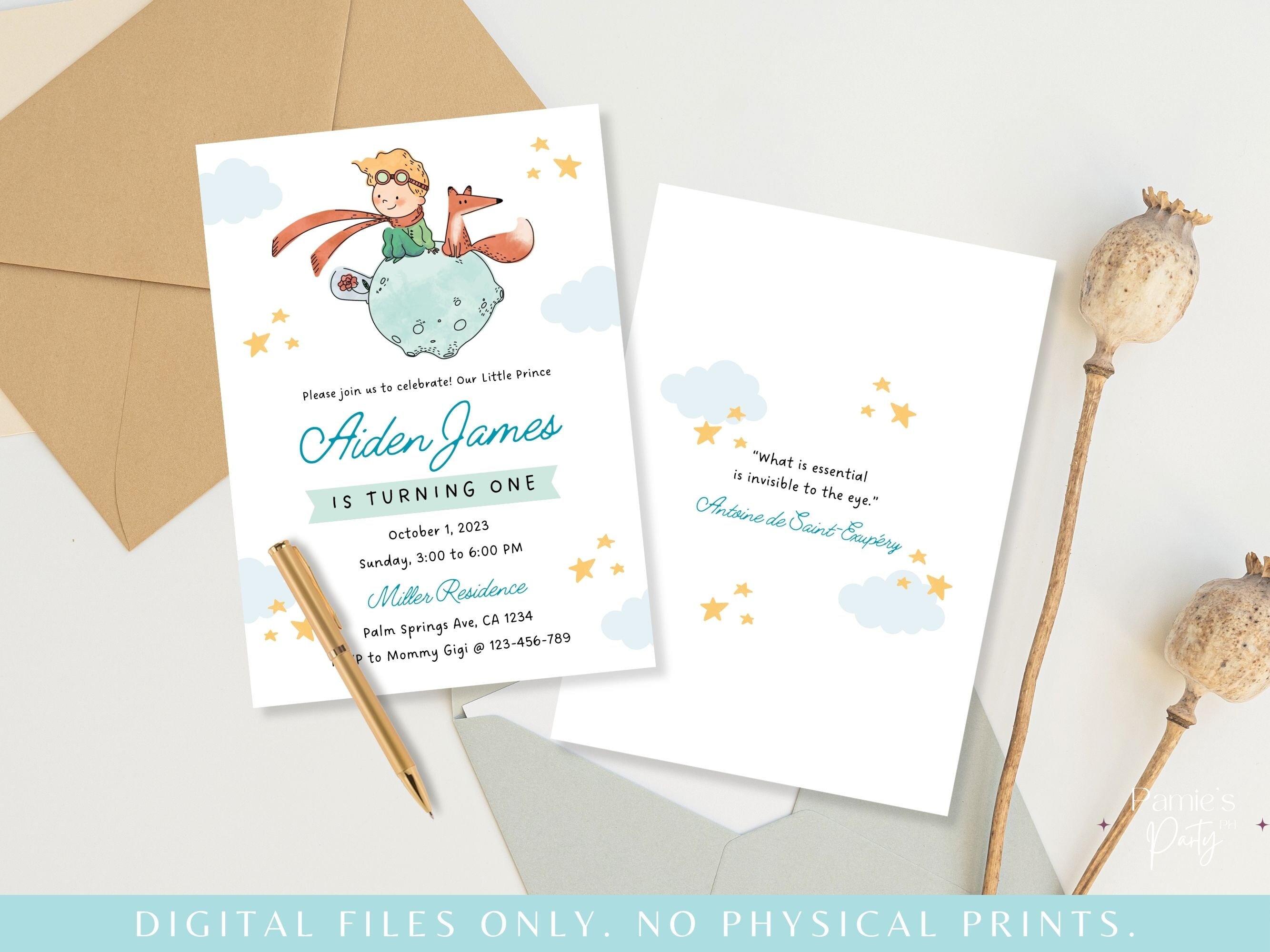 Editable the Little Prince Invitation, 1st Birthday Invite, Prince ...