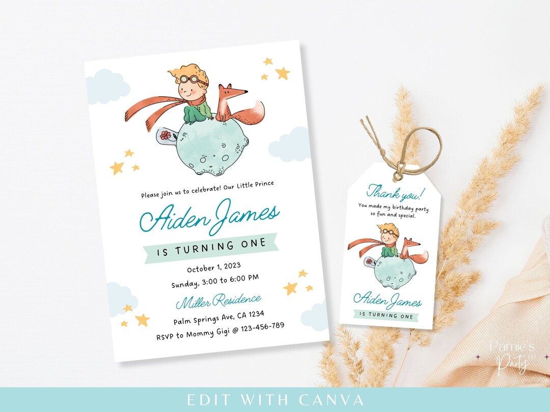 Editable the Little Prince Invitation, 1st Birthday Invite, Prince ...