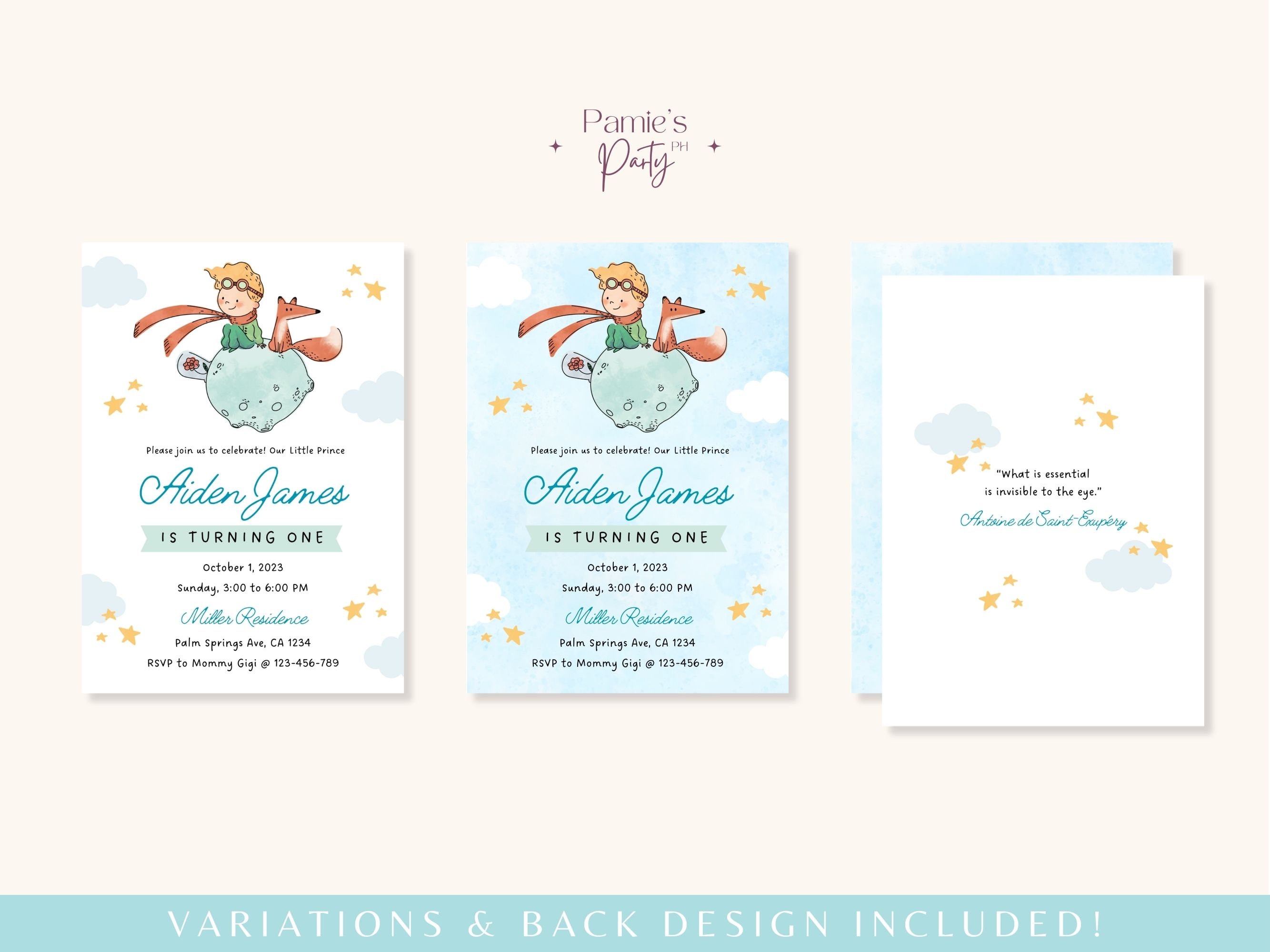 Editable the Little Prince Invitation, 1st Birthday Invite, Prince ...
