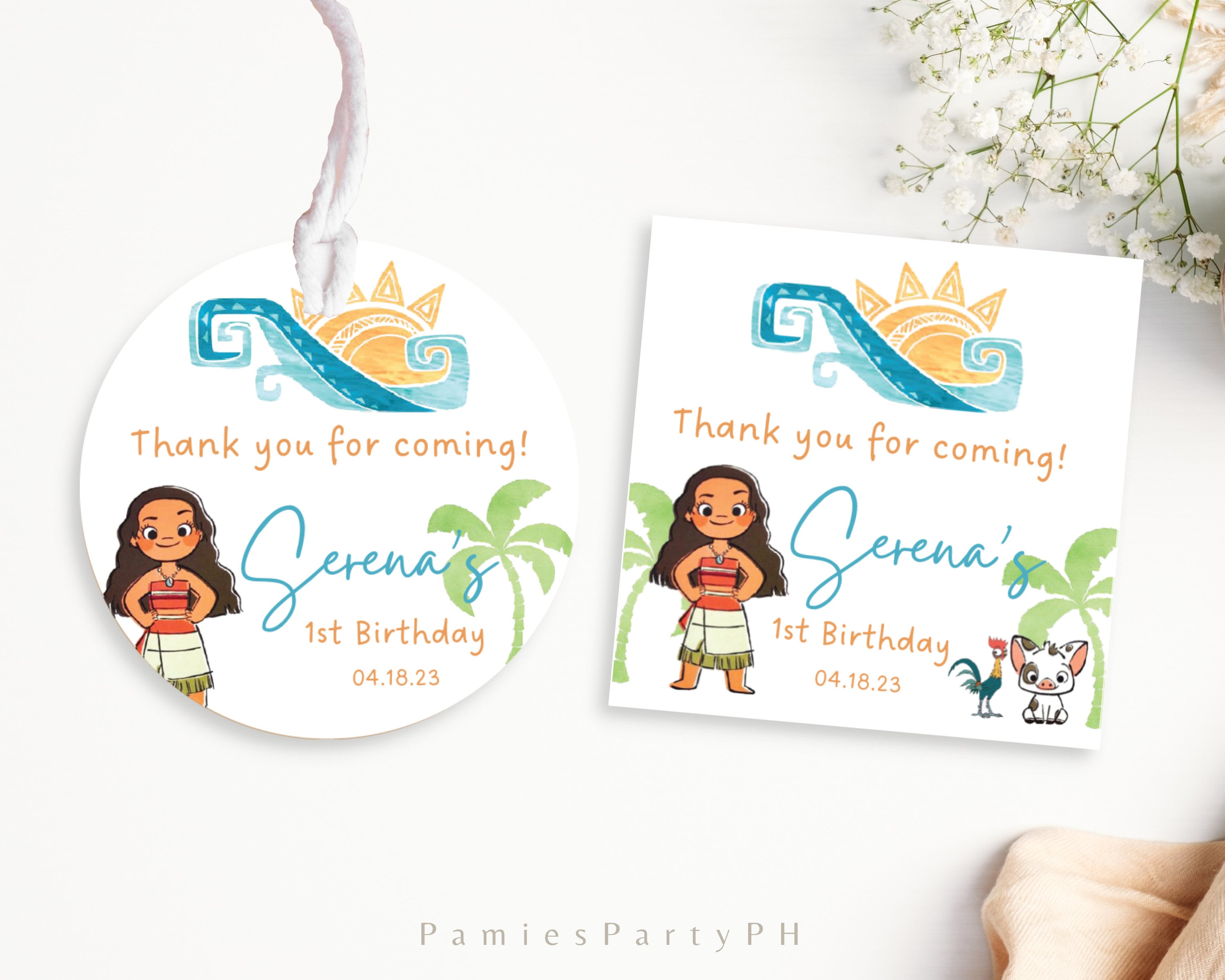 Moana Favor Tags, Moana Sticker Labels, Editable Gift Tags, Bag Labels ...