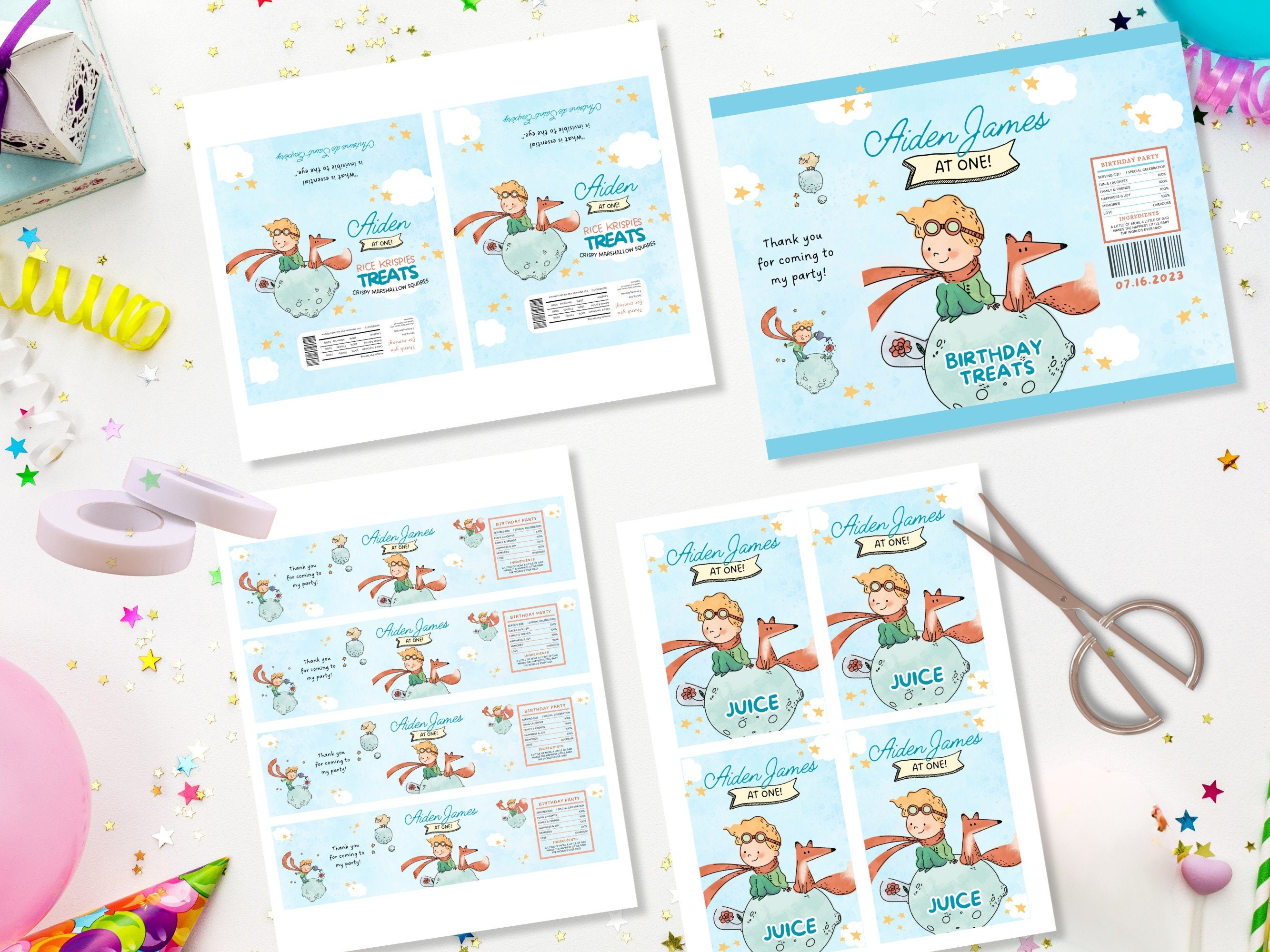 DIY the Little Prince Party Favors, Editable Party Bundle, Boy 1st ...