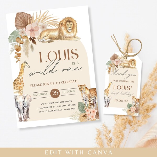 Boho Safari Birthday Invitation - Etsy