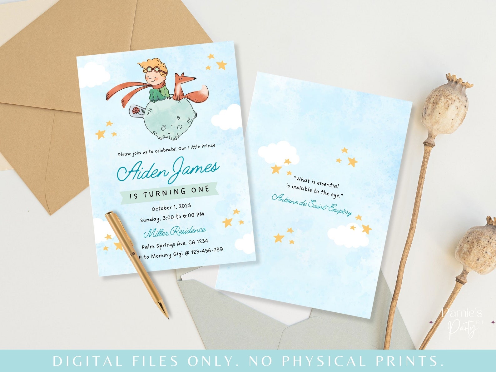 Editable the Little Prince Invitation, 1st Birthday Invite, Prince ...
