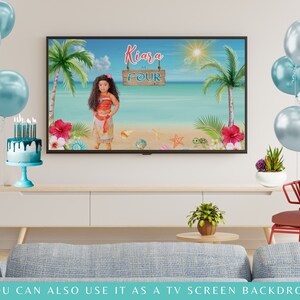 Editable Moana Backdrop, Hawaiian Birthday Backdrop Printable, Tropical ...