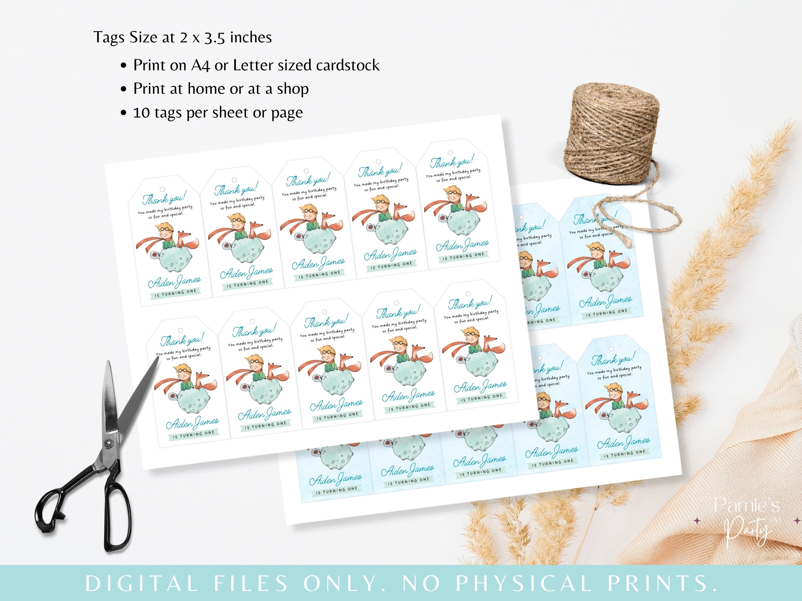 The Little Prince Favor Tags, Thank You Tags, 1st Birthday, Minimalist ...