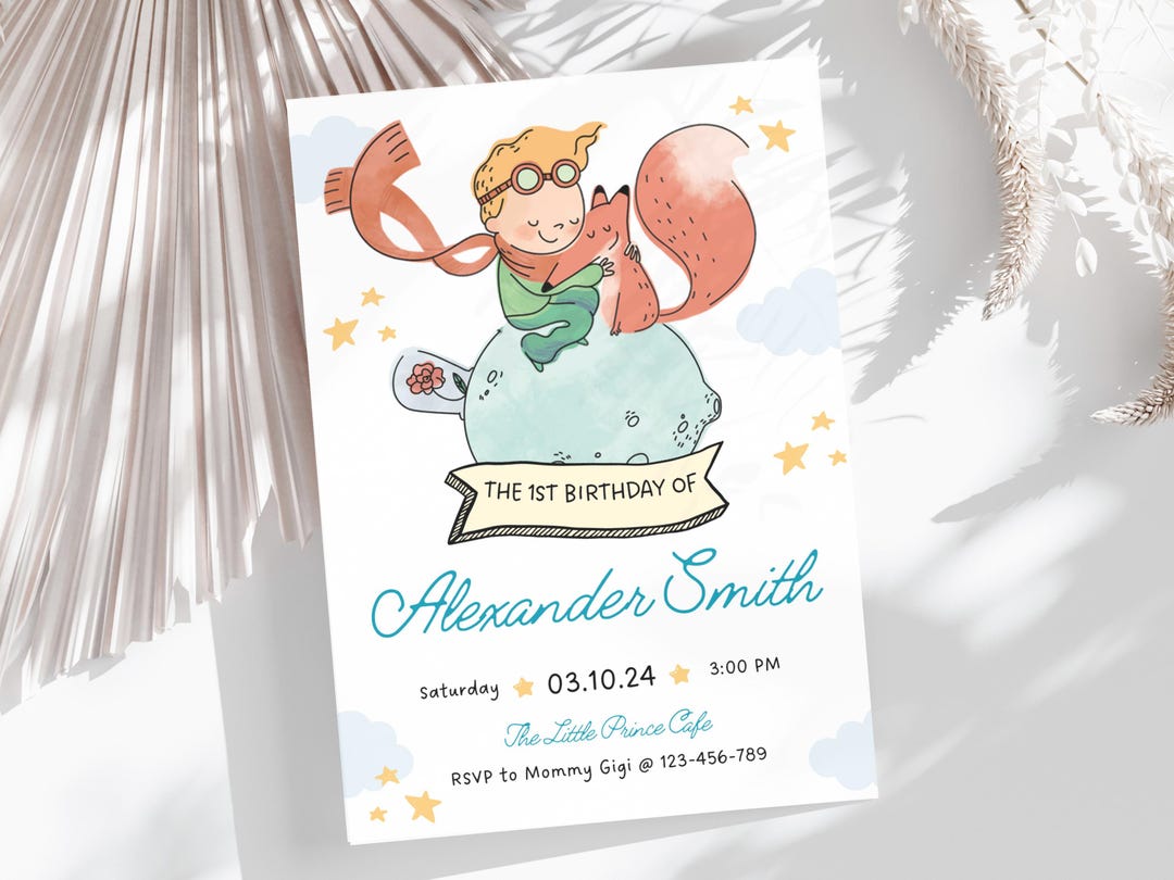 Invitación de cumpleaños editable de El Principito, plantilla de Canva ...