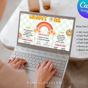 Groovy One Milestone Birthday Board, Editable Groovy Party Sign, Retro ...