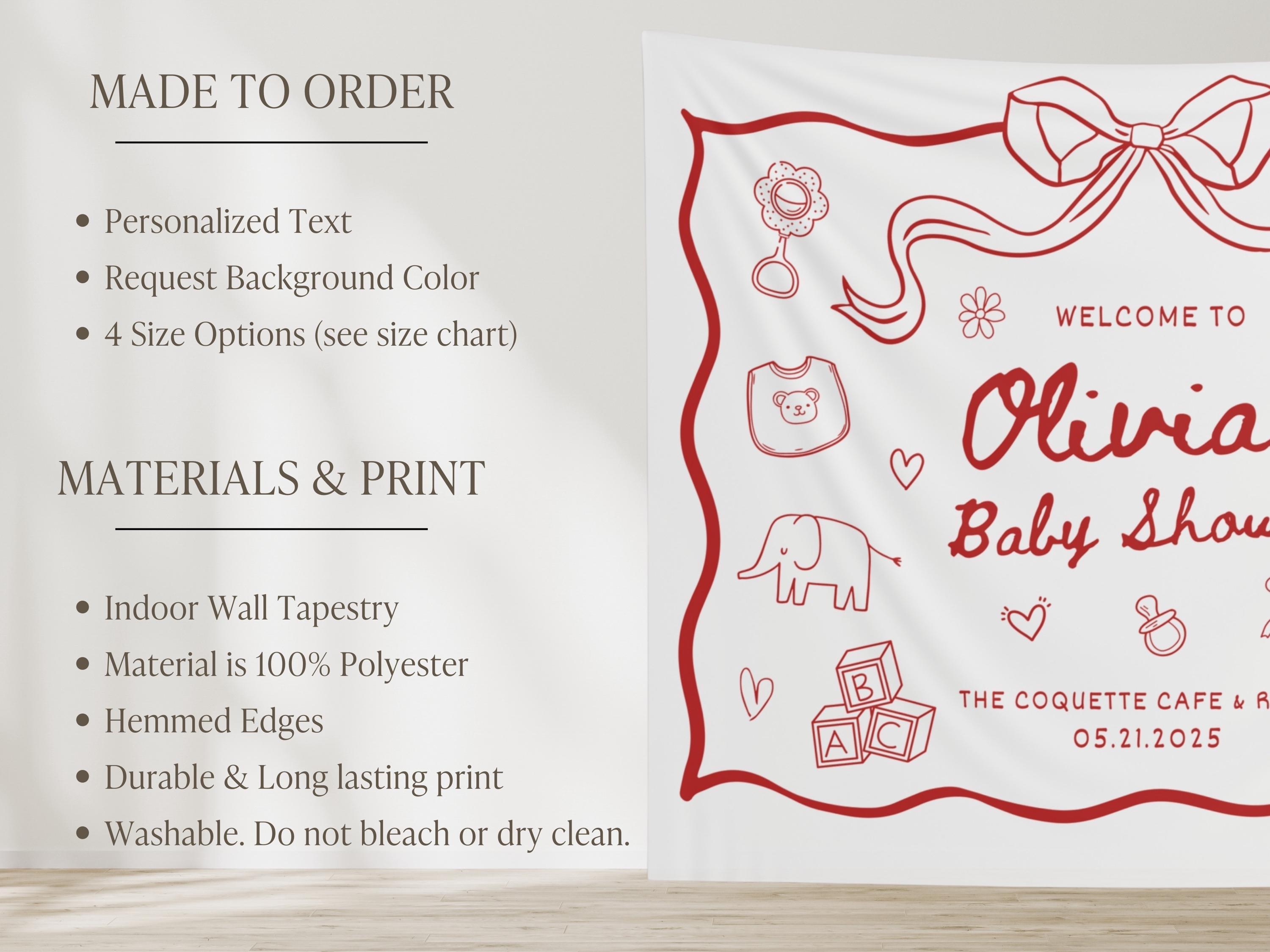 Hand Drawn Doodle Baby Shower Backdrop, Personalized Whimsical Banner ...