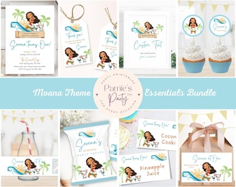 Moana Editable Birthday Bundle, MINI BUNDLE Printable, Tropical ...