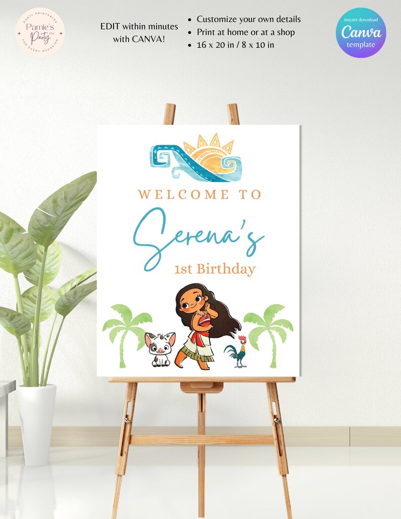 Moana Editable Birthday Bundle, ESSENTIALS BUNDLE Printable, Tropical ...