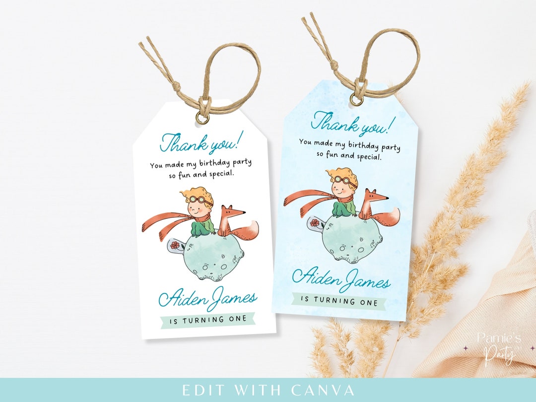The Little Prince Favor Tags, Thank You Tags, 1st Birthday, Minimalist ...