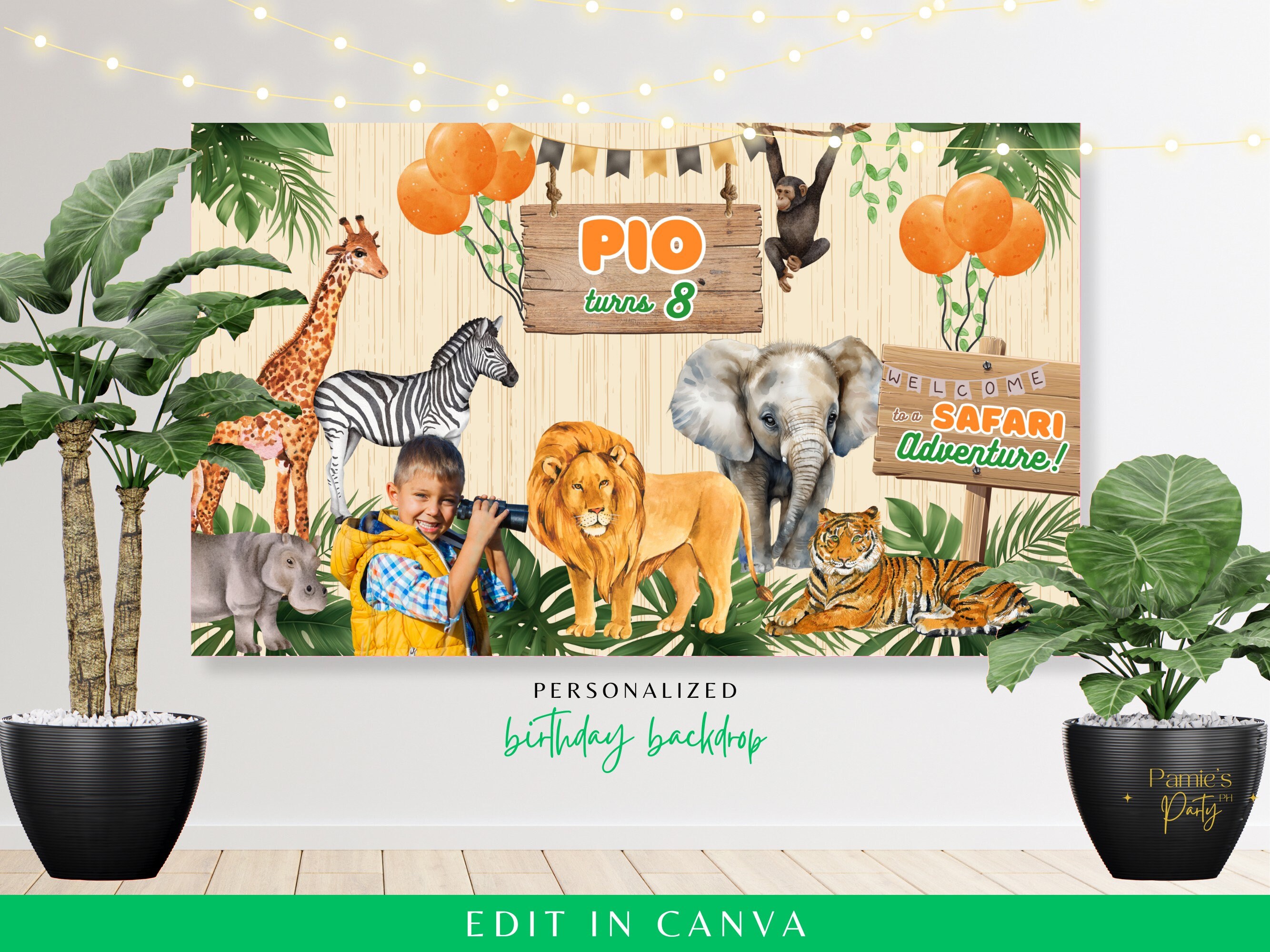 Editable Safari Animals Banner, Jungle Safari Adventure, Boy First ...