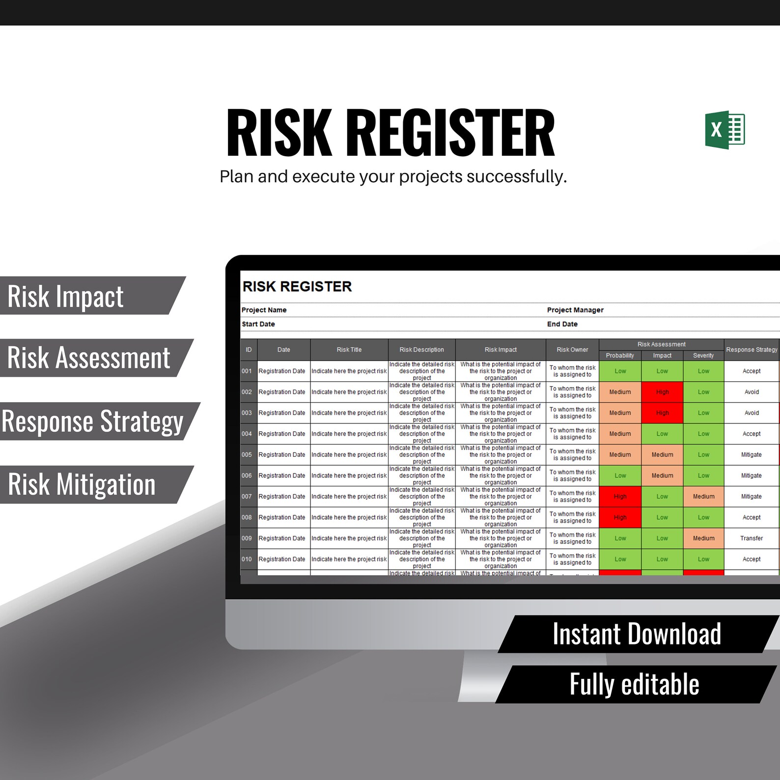 Risk Register, Risk Log, Risk Plan, Risk Assessment, Risk Tracker, Risk ...