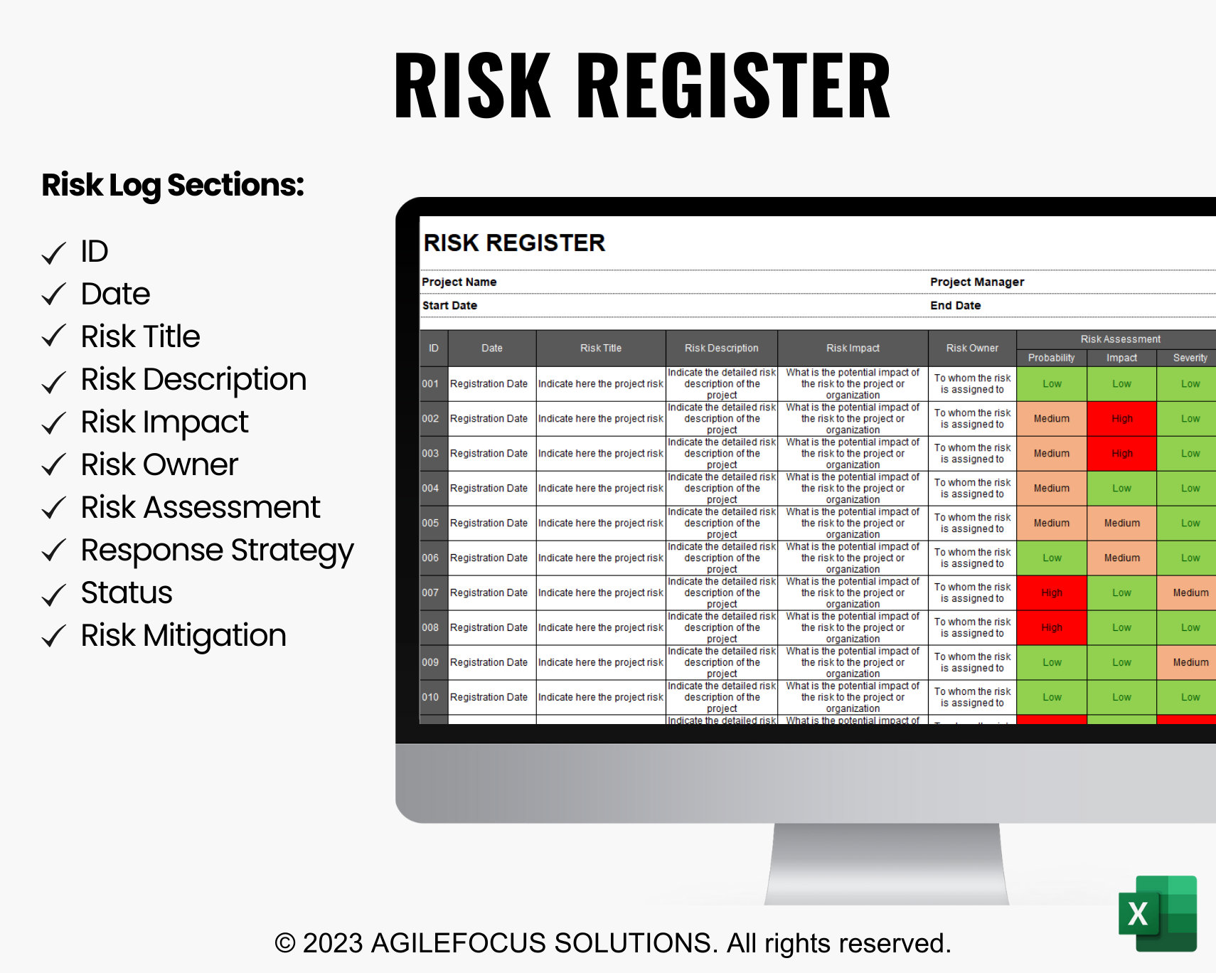 Risk Register, Risk Log, Risk Plan, Risk Assessment, Risk Tracker, Risk ...