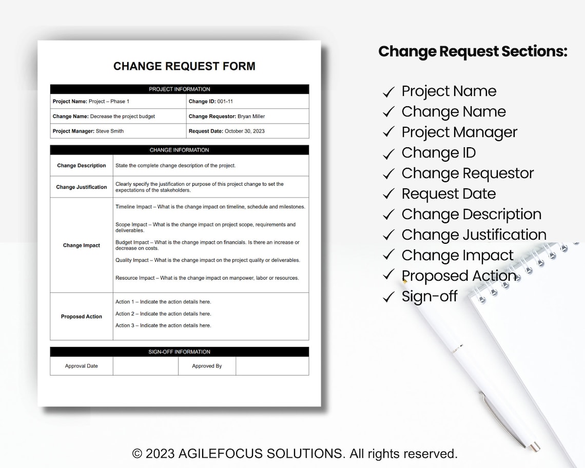 Change Management, Change Request Form, Project Management, Project ...