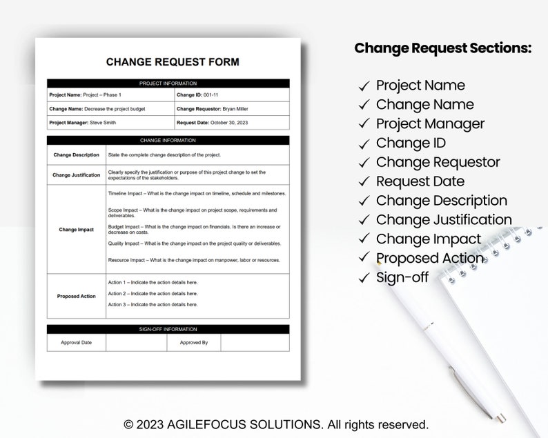 Change Management, Change Request Form, Project Management, Project ...