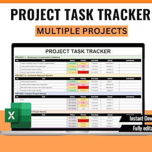 Project Task Tracker Spreadsheet, Project Management, Multiple Project ...