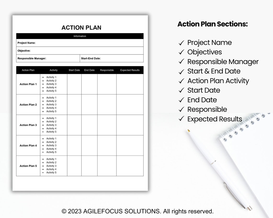 Action Plan Template, Project Action Plan, Project Plan, Task Planner ...
