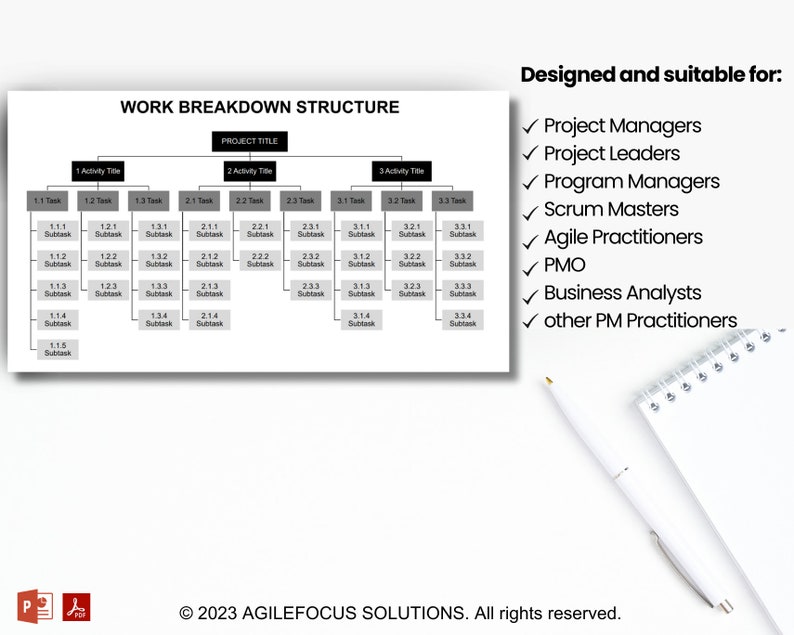 Work Breakdown Structure, Project Management Template, Project Planner ...